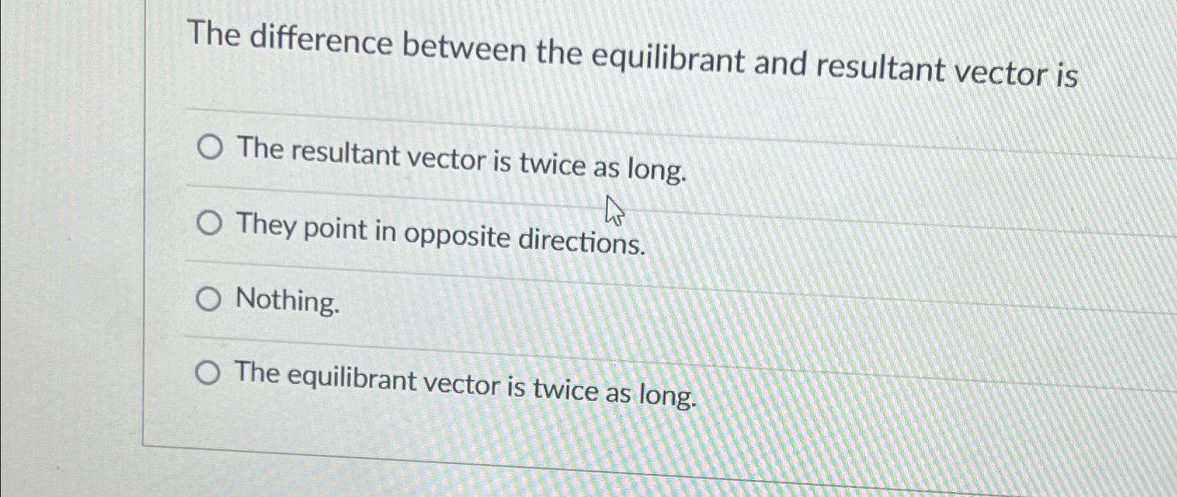 The difference between the equilibrant and resultant | Chegg.com