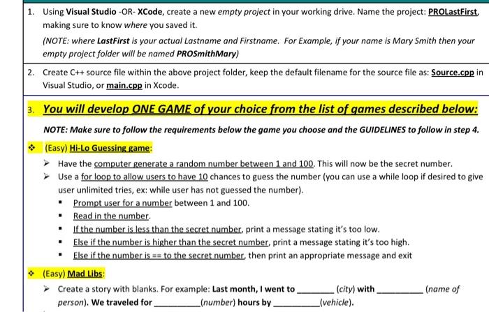 1. Using Visual Studio -OR-XCode, create a new empty | Chegg.com