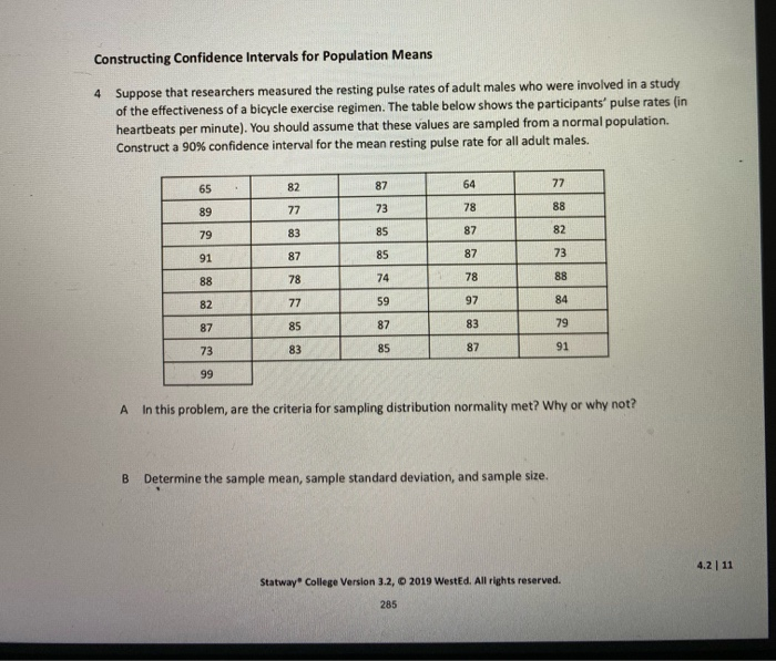 Solved Constructing Confidence intervals for Population | Chegg.com