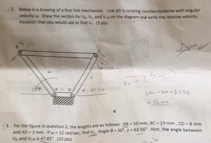Solved 2. Below is a drawing of a four link mechanism. Link | Chegg.com