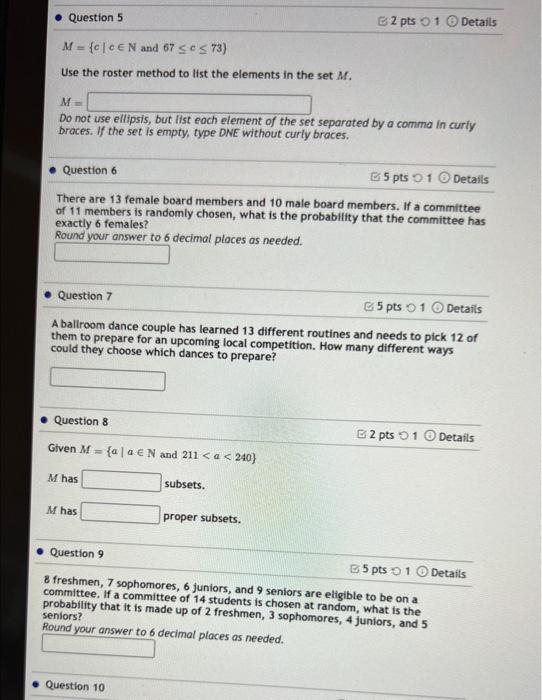 Solved M={c∣c∈N and 67≤c≤73} Use the roster method to list | Chegg.com