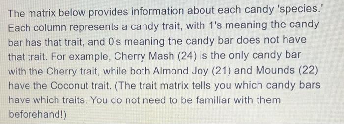 Solved The matrix below provides information about each | Chegg.com