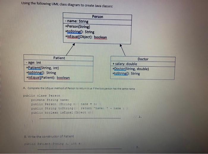 Solved Using the following UML class diagram to create Java | Chegg.com