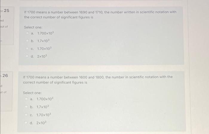 Solved If 1700 means a number between 1690 and 1710 , the | Chegg.com