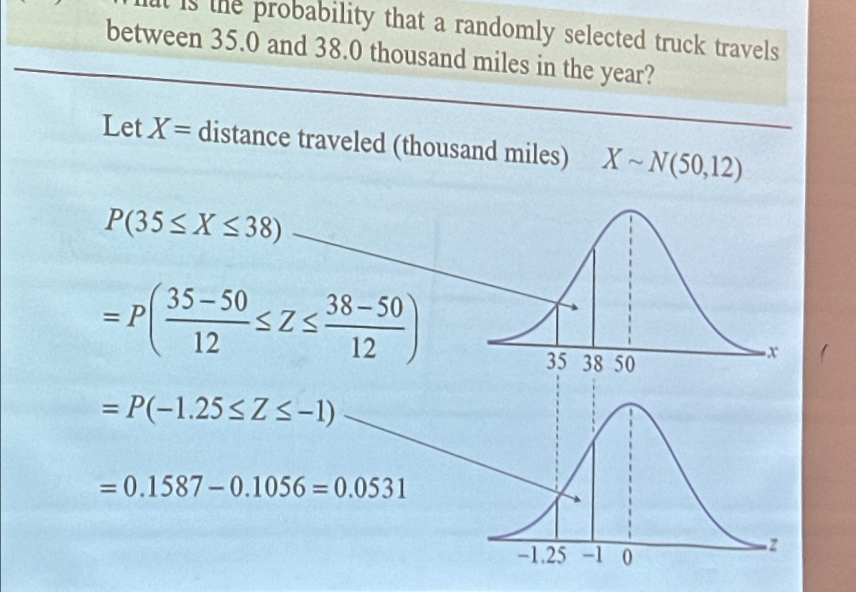 Solved probability that a randomly selected truck travels | Chegg.com