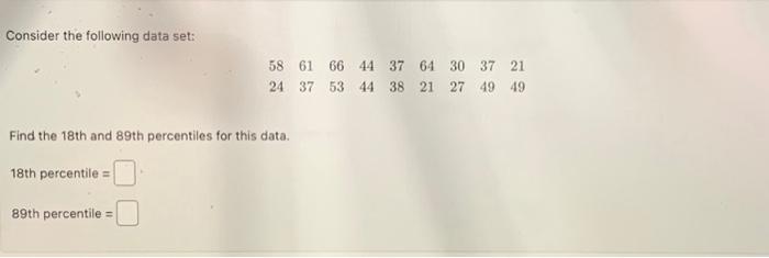 Solved Consider the following data set: Find the 18 th and | Chegg.com