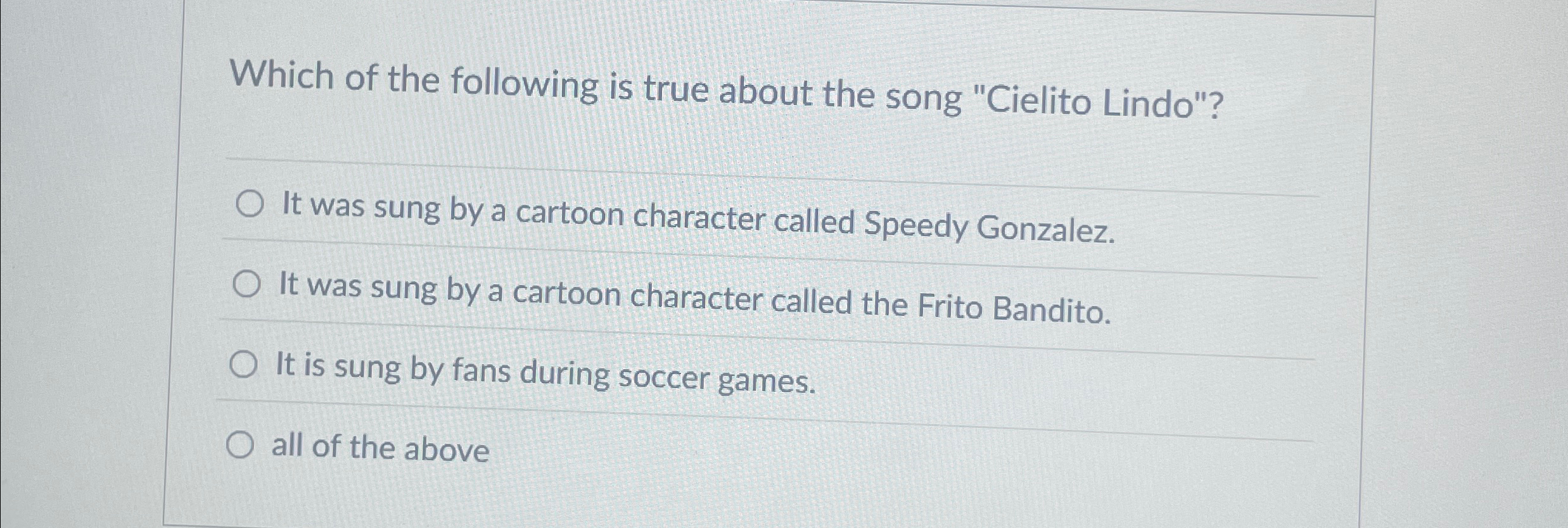 Solved Which of the following is true about the song | Chegg.com