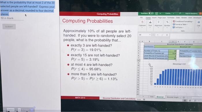 Solved What is the probability that at most 2 of the 20 | Chegg.com