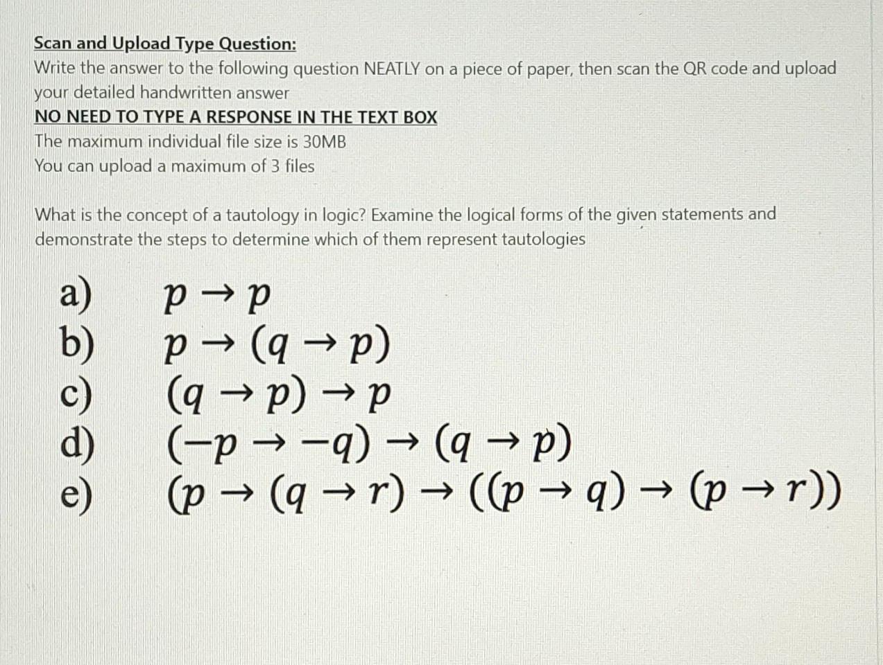 Solved Scan and Upload Type Question: Write the answer to | Chegg.com