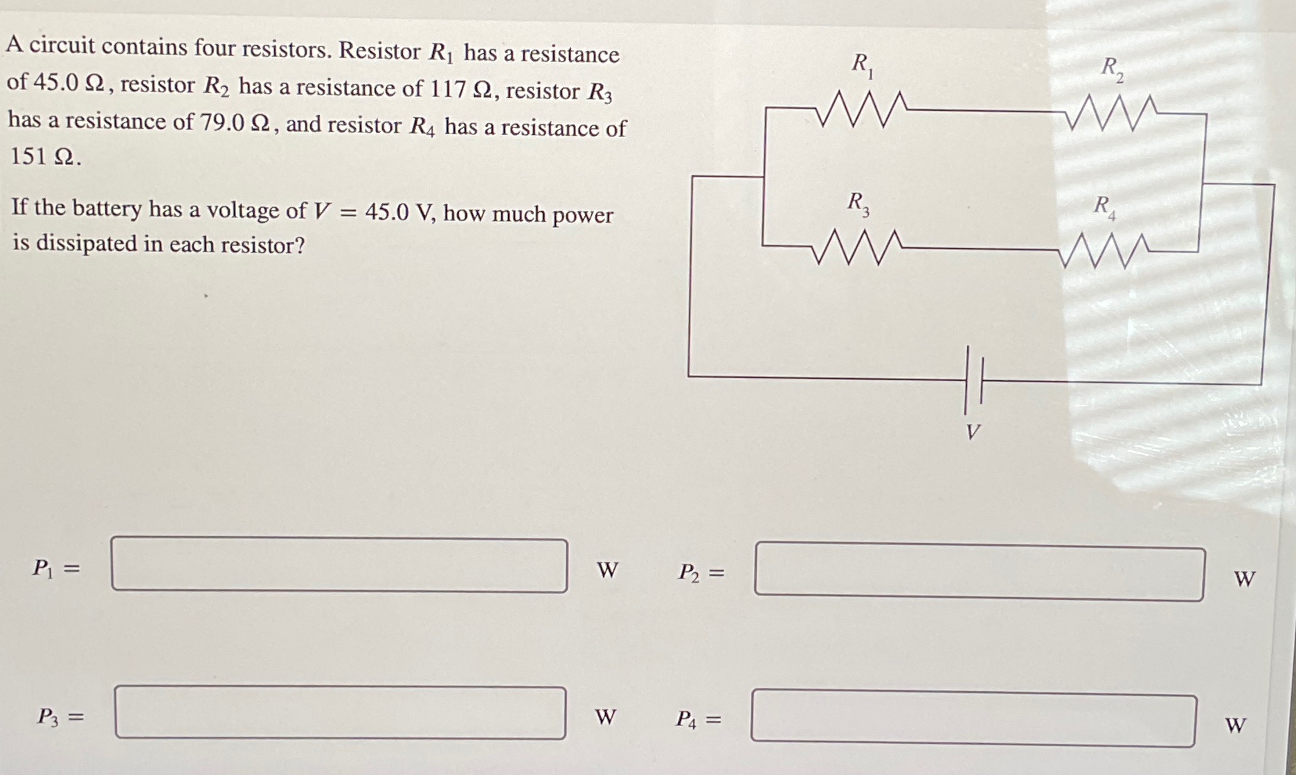 Solved A circuit contains four resistors. Resistor R1 ﻿has a | Chegg.com