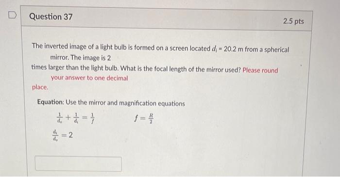 Solved The inverted image of a light bulb is formed on a | Chegg.com