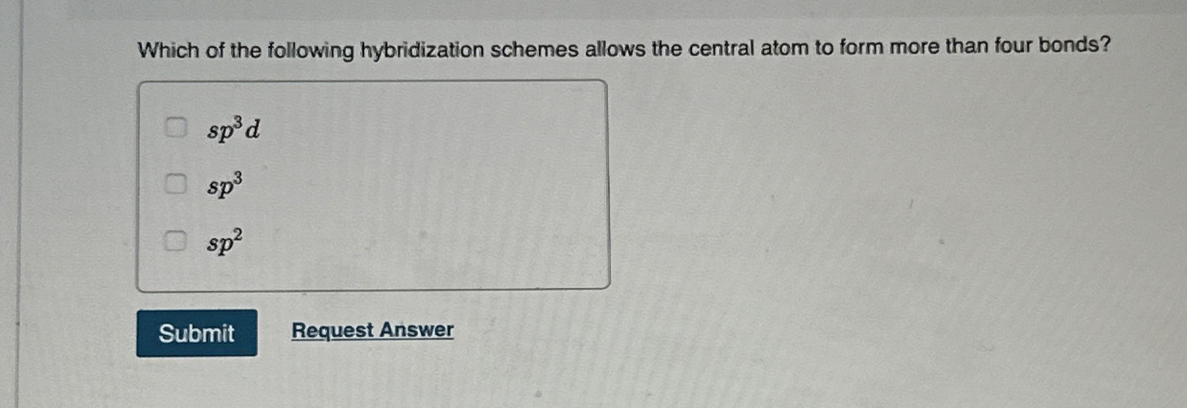 Solved Which of the following hybridization schemes allows | Chegg.com