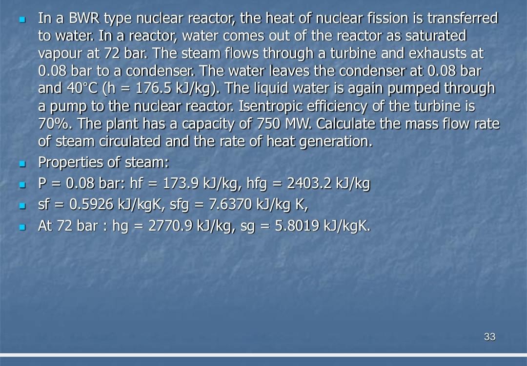 Solved In a BWR type nuclear reactor, the heat of nuclear | Chegg.com