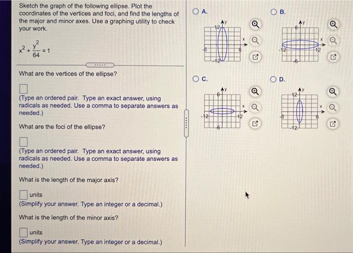 Solved OA OB Sketch the graph of the following ellipse. Plot | Chegg.com