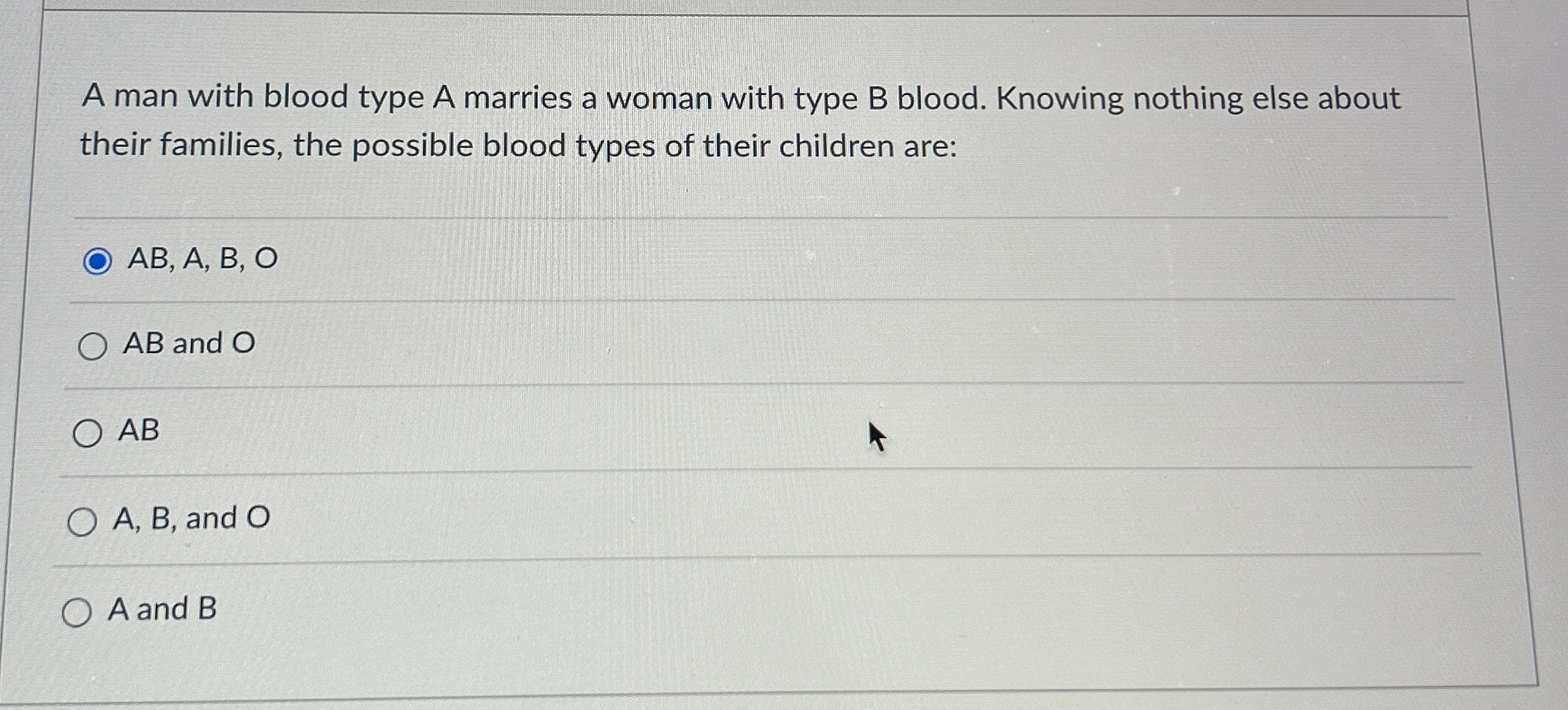 Solved A man with blood type A marries a woman with type B | Chegg.com