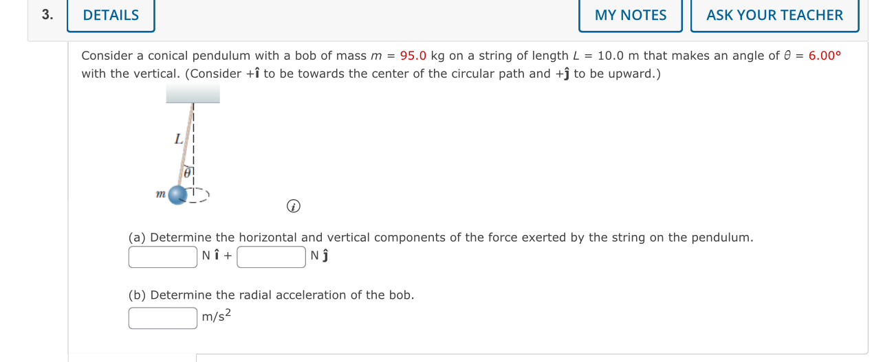 Solved Consider a conical pendulum with a bob of mass | Chegg.com