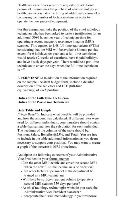 Write Memo to Request for Additional Personnel using | Chegg.com