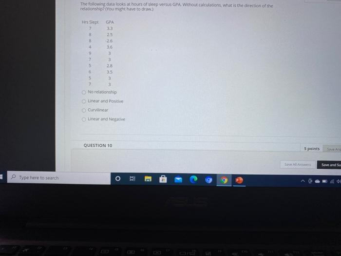 Solved QUESTION 10 Using the sleep and GPA data above, | Chegg.com