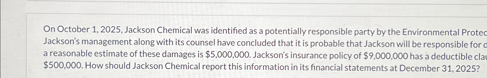 On October 1, 2025, ﻿Jackson Chemical was identified | Chegg.com