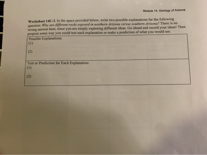 Solved Module 14. Geology of Arizona Worksheet 14C-3. In the | Chegg.com