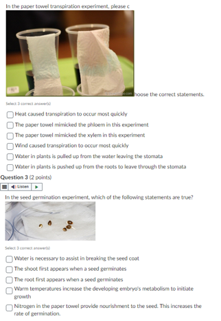 [Solved]: In the paper towel transpiration experiment, plea