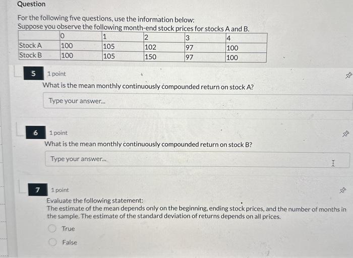 Solved For the following five questions, use the information | Chegg.com