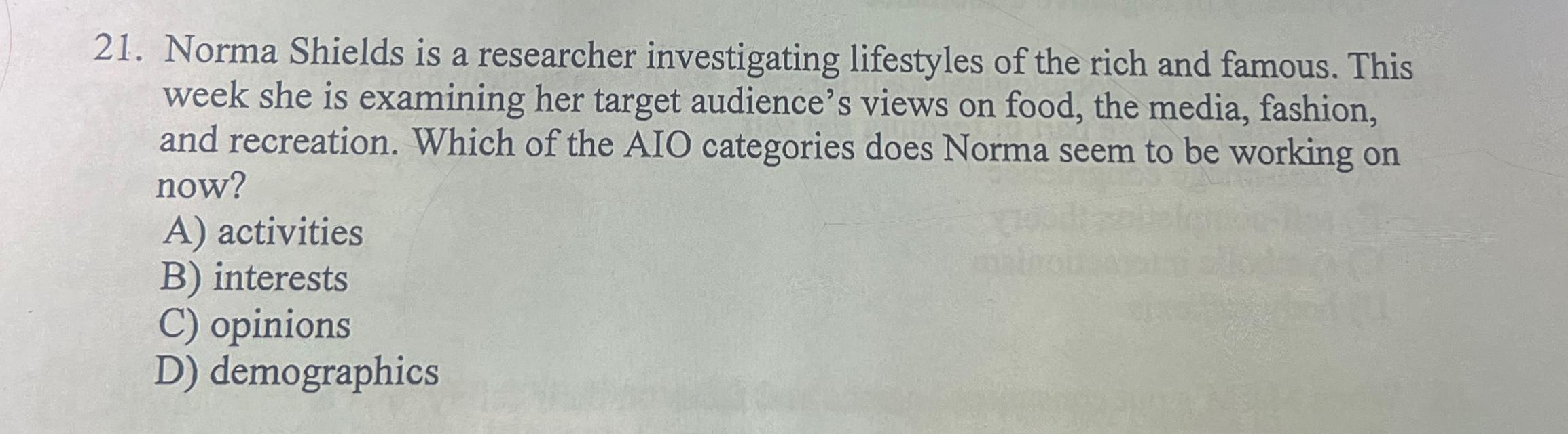 Solved Norma Shields is a researcher investigating | Chegg.com