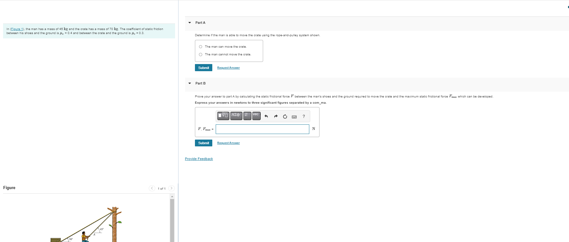 Solved In (Figure 1), ﻿the man has a mass of 45kg ﻿and the | Chegg.com
