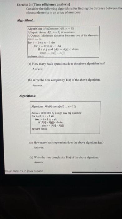 Solved Excrcise 3: (Time efficiency analysis) Consider the | Chegg.com