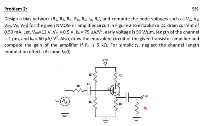 Solved Problem 1: 5% Find the biasing point (ID, VGs) for | Chegg.com
