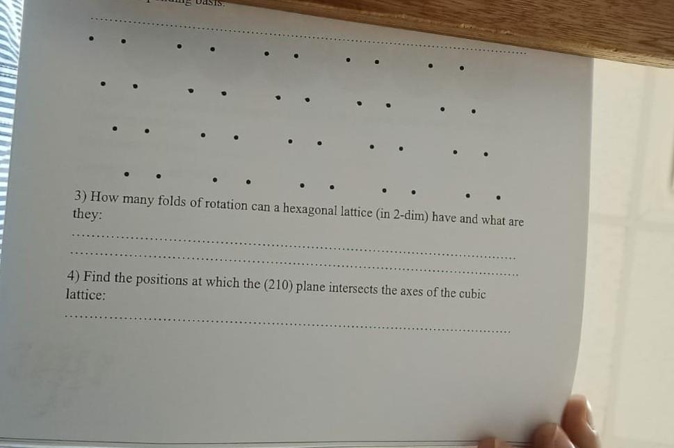 Solved 3) How many folds of rotation can a hexagonal lattice | Chegg.com