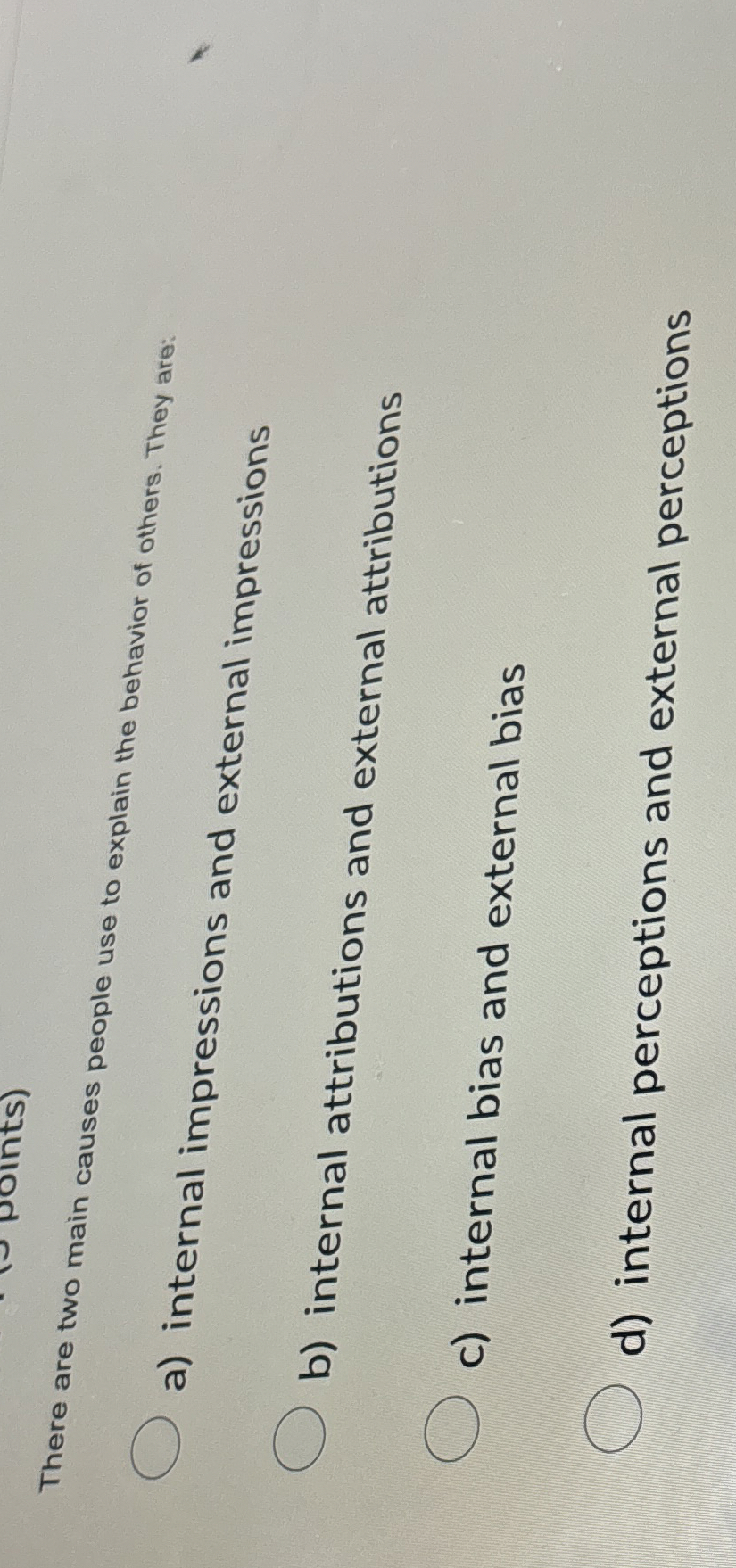 Solved There are two main causes people use to explain the | Chegg.com