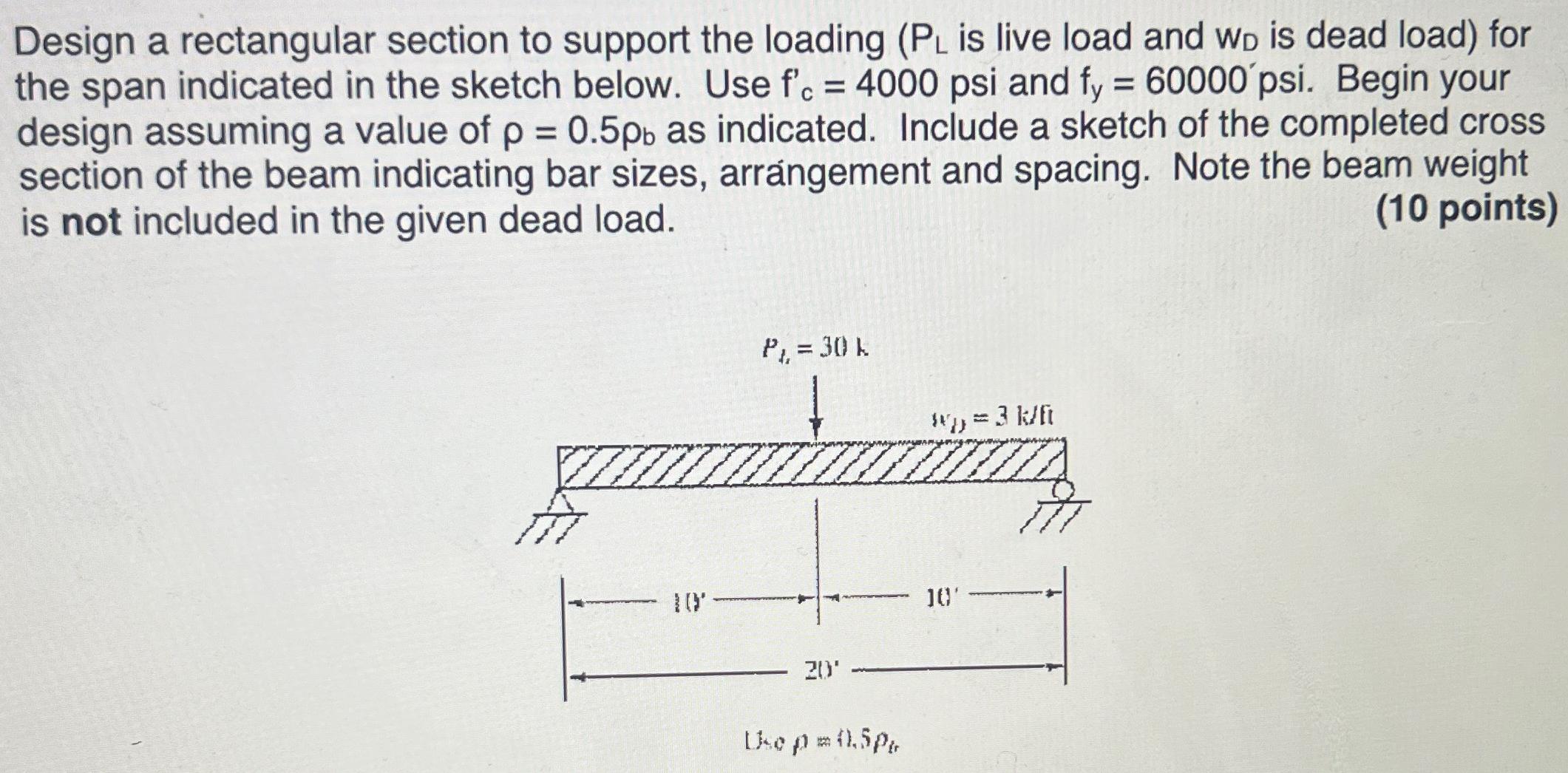 Solved Design a rectangular section to support the loading | Chegg.com