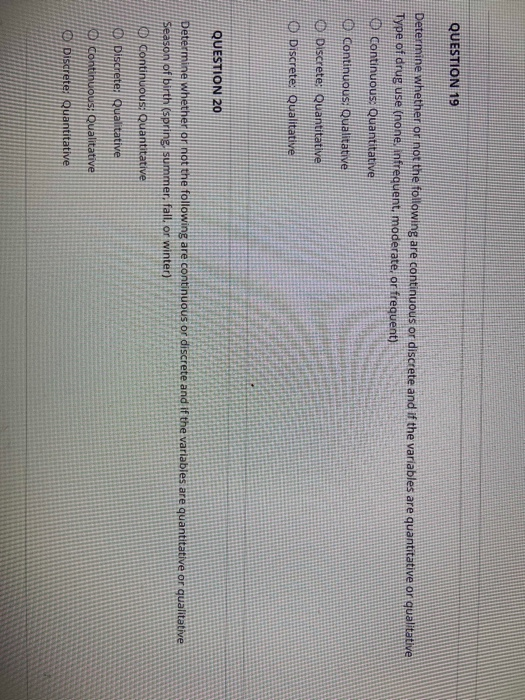 Solved QUESTION 19 Determine whether or not the following | Chegg.com