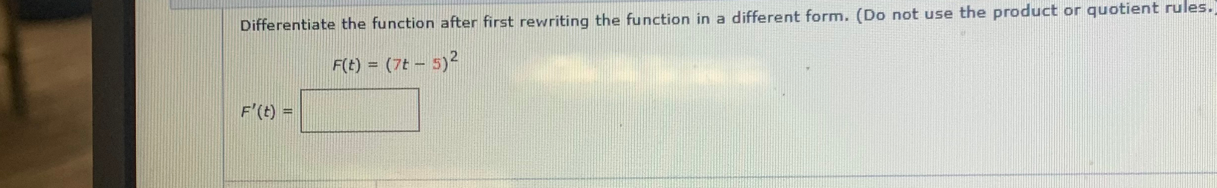 Solved Differentiate the function after first rewriting the | Chegg.com
