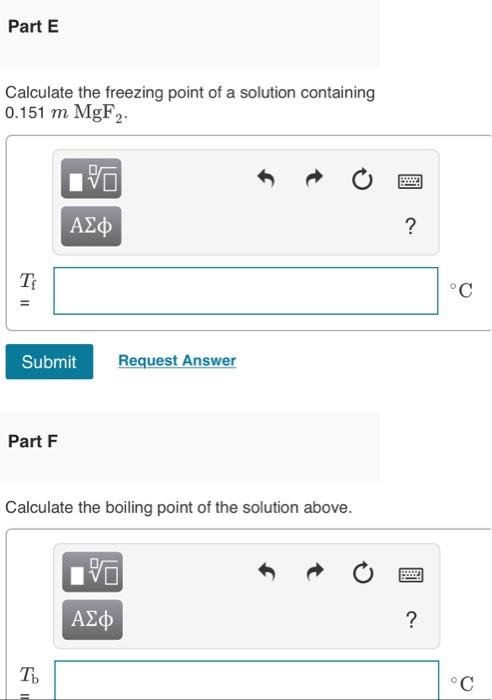 Solved Calculate the freezing point and boiling point in | Chegg.com