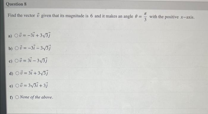 Solved Given the vector v= 3−23,2 ; find the direction angle | Chegg.com