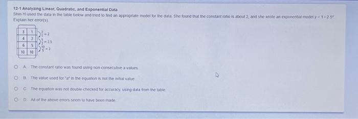 Solved 12-1 Analyzing Linear, Quadratic, and Exponential | Chegg.com