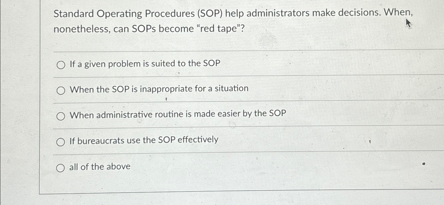 Solved Standard Operating Procedures (SOP) ﻿help | Chegg.com
