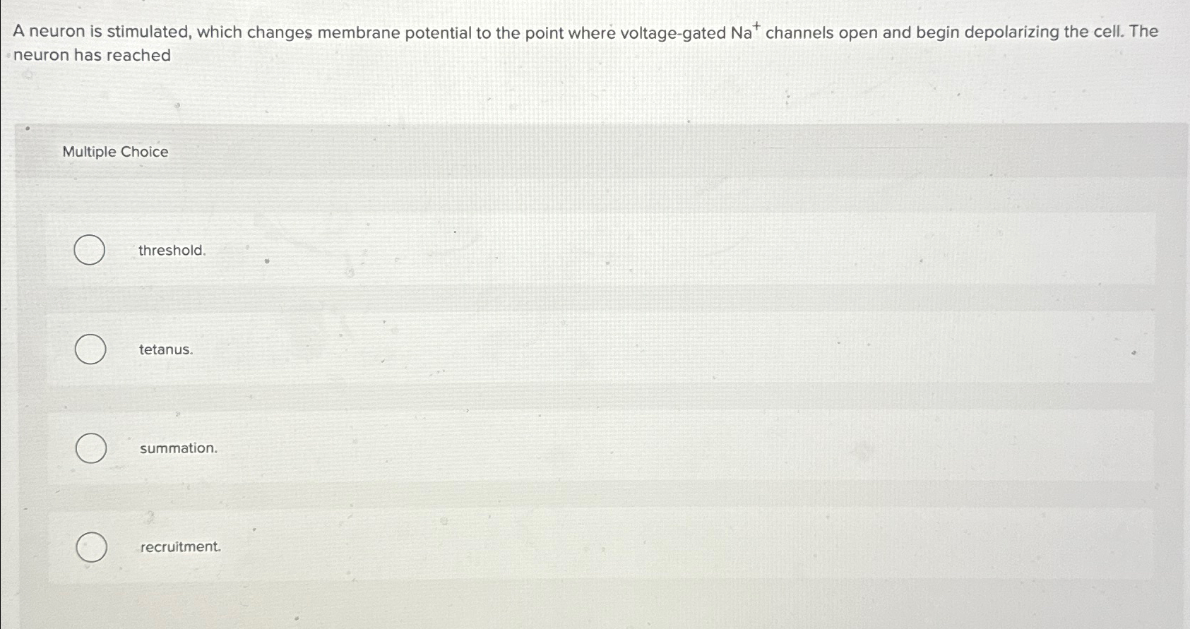 Solved A neuron is stimulated, which changes membrane | Chegg.com
