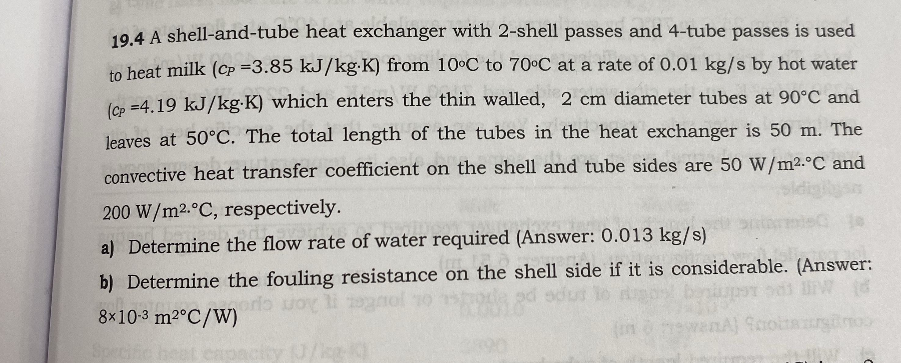 Solved 19.4 ﻿A shell-and-tube heat exchanger with 2 -shell | Chegg.com