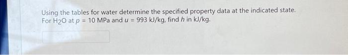 Solved Using the tables for water determine the specified | Chegg.com