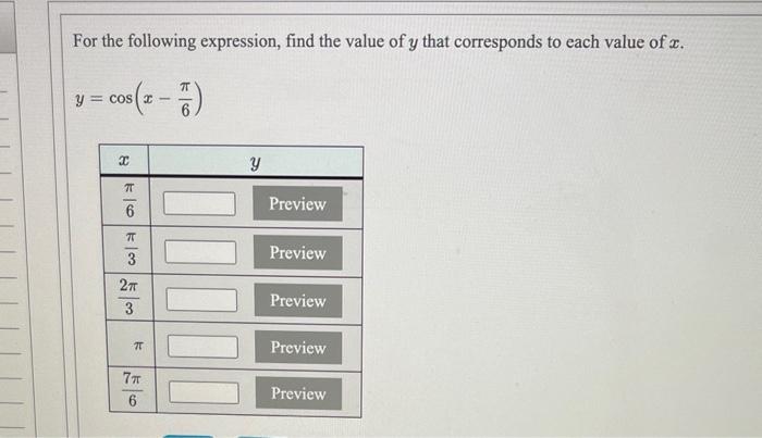Solved For the following expression, find the value of y | Chegg.com