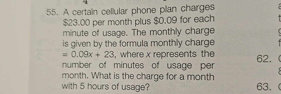Solved A certain cellular phone plan charges $23.00 ﻿per | Chegg.com