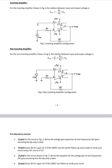 Solved Inverting Amplifier: For the inverting amplifier | Chegg.com