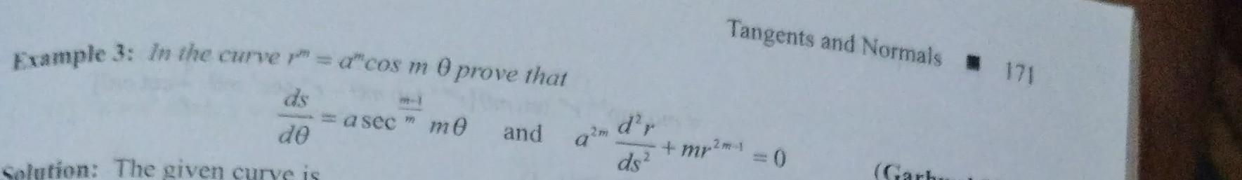 Solved Tangents and Normals Fxample 3: In the curve | Chegg.com