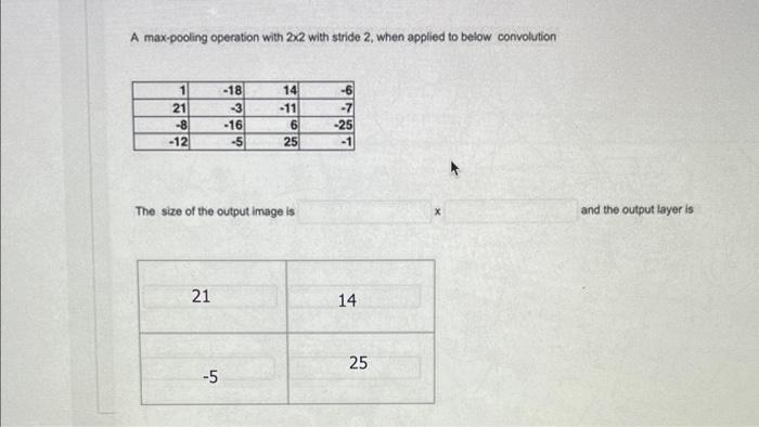 Solved A max-pooling operation with 2×2 with stride 2, when | Chegg.com