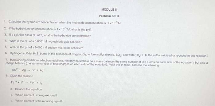 Solved 1. Calculate the hydronium concentration when the | Chegg.com
