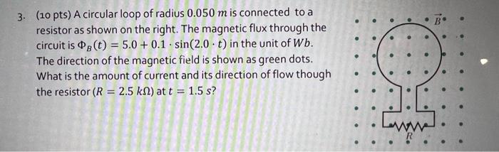 Solved (10 pts) A circular loop of radius 0.050 m is | Chegg.com