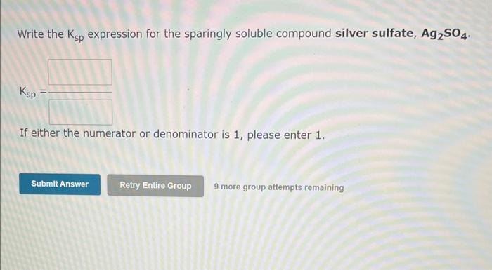 Solved Write the Ksp expression for the sparingly soluble | Chegg.com